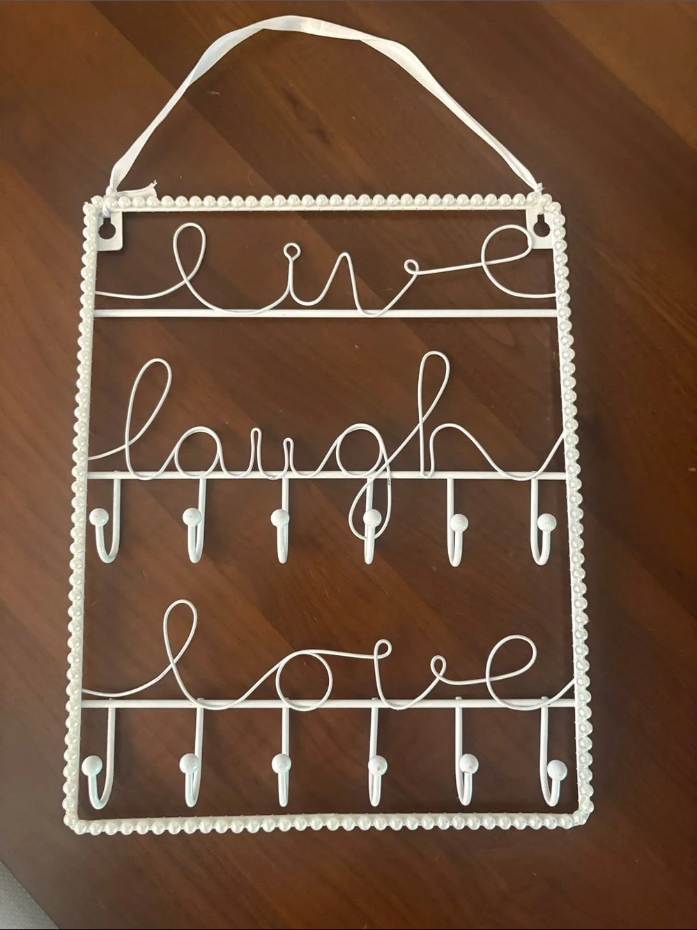Accents | White Live Laugh Love Wall Hook Organizer | Poshmark